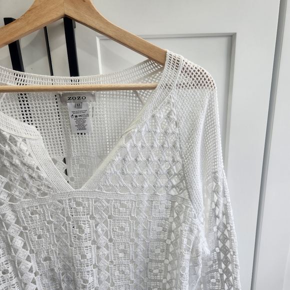 Zozo | Tops | Zozo Crochet Sheer Lace Long Sleeve Top Cover Up Size Xl ...